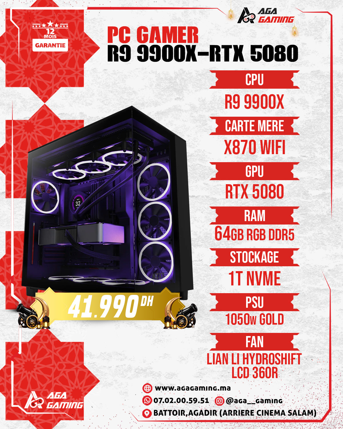 PC Gamer Ryzen 9 9900x - RTX 5080 – Agagaming