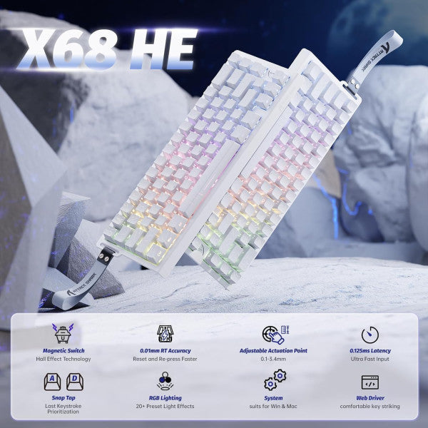 ATTACK SHARK X68 HE White Contours (Magnetic Switch) – AgaGaming